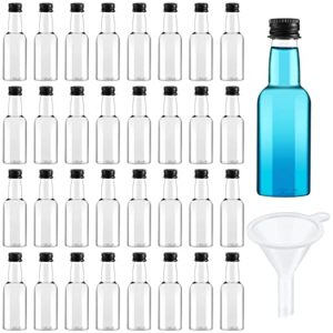 100 pcs mini liquor bottles plastic small shot bottles mini salad dressing bottle empty mini alcohol bottles with black cap small wine bottles hot sauce bottles liquid funnel party favors (1.7 oz)