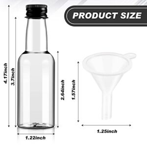 100 Pcs Mini Liquor Bottles Plastic Small Shot Bottles Mini Salad Dressing Bottle Empty Mini Alcohol Bottles with Black Cap Small Wine Bottles Hot Sauce Bottles Liquid Funnel Party Favors (1.7 Oz)