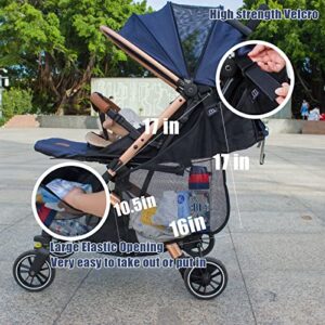 Mdgbgm Side Sling Stroller Organizer,Universal Stroller Mesh Cargo Net and Organizer Extra Stroller Storage Space,Non Slip and Adjustable Straps（Black）