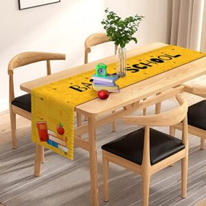 Pudodo Back to School Table Runner Apple Ruler First Day of School Kids Students Classroom Party Dinning Room Home Decoration (13" x 72")