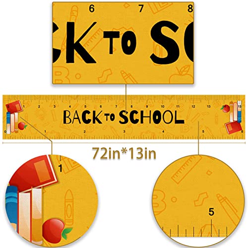 Pudodo Back to School Table Runner Apple Ruler First Day of School Kids Students Classroom Party Dinning Room Home Decoration (13" x 72")