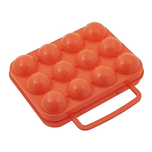 Outdoor Life Plastic Egg Carrier with Handle for Easy Transport, Use at Home or While Camping, Made of BPA-Free Plastic, 7.87x6.5x2.95 Inch, Orange