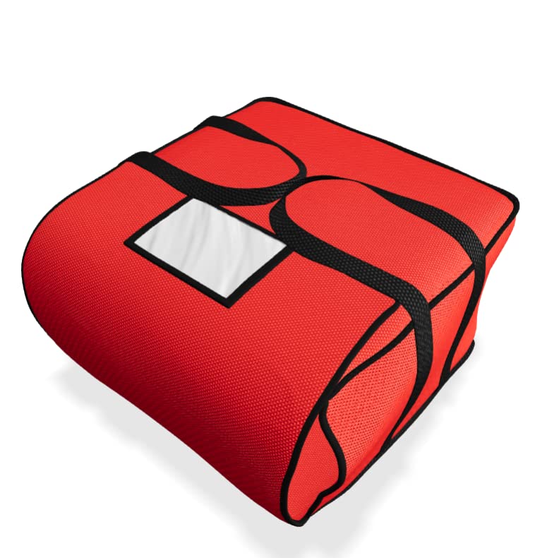 Insulated Pizza & Food Delivery Bag, Red Nylon - 20" x 20" x 12"