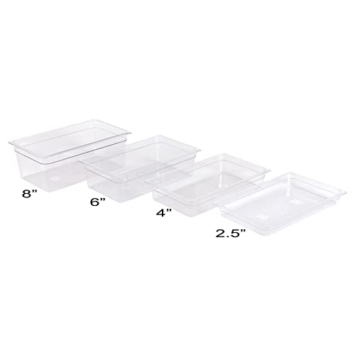 luston 6-Pack Polycarbonate Food Pan,Full Size, 6" Deep,clear,NSF