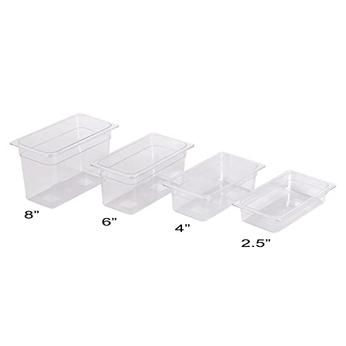 luston 6-Pack Polycarbonate Food Pan,1/3 Size, 6" Deep,clear,NSF