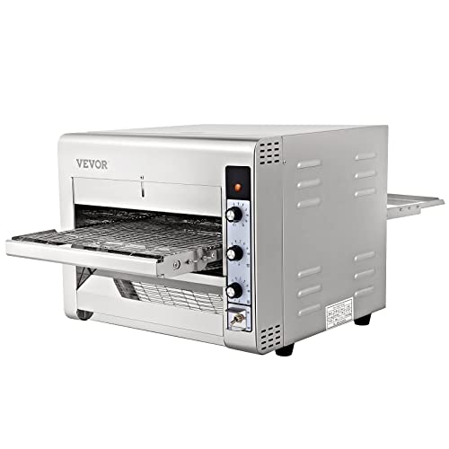 VEVOR Conveyor Commercial Pizza Oven, Belt Adjustable Heat and Speed Stainless Steel Countertop Kitchen Toaster Oven with 50-300 °C /122-572°F Temperature Range for Bakery Western Restaurant.