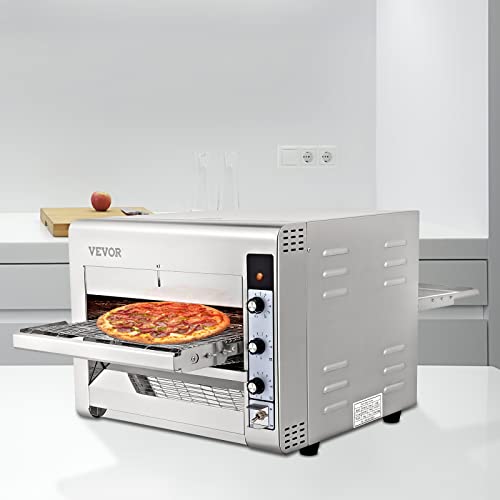 VEVOR Conveyor Commercial Pizza Oven, Belt Adjustable Heat and Speed Stainless Steel Countertop Kitchen Toaster Oven with 50-300 °C /122-572°F Temperature Range for Bakery Western Restaurant.