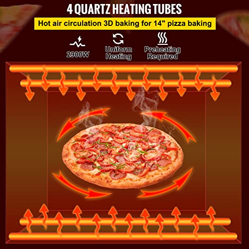 VEVOR Conveyor Commercial Pizza Oven, Belt Adjustable Heat and Speed Stainless Steel Countertop Kitchen Toaster Oven with 50-300 °C /122-572°F Temperature Range for Bakery Western Restaurant.