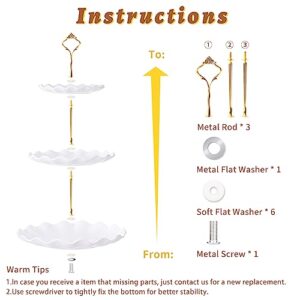 3 Tier Cupcake Stand Holder, BACUTHY Plastic Cup Cake Stand Tower with Tiered Serving Tray for Cupcakes, Donuts, Fruits and More, White