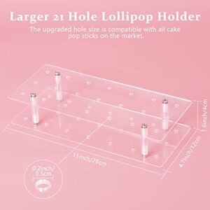 Cake Pop Stand, 21 Holes Lollipop Display Stand, Acrylic Clear Cake Pop Display Holder, Cakepopsical Stand for Weddings, Baby Showers, Birthday, Party