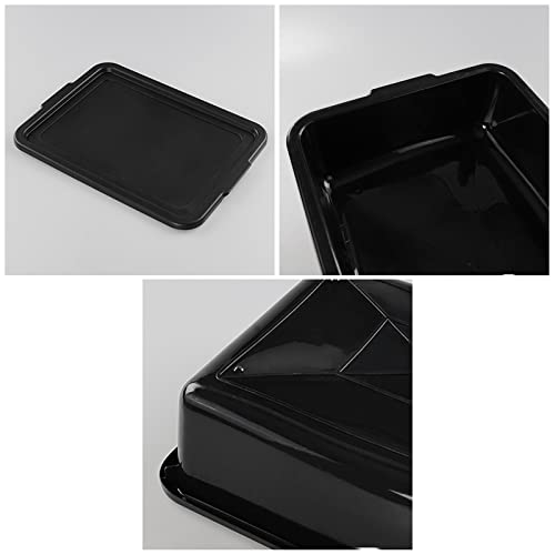 Innouse 13 L Black Plastic Bus Tub with Lid, 3 Pack Bus Dish Pan