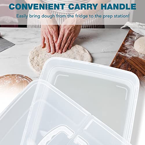 2 PCS Dough Trays for Pizza, Commercial Pizza Dough Proofing Box, BPA FREE，Durable Pizza Storage Container, 14" x 10.3" Large Capacity Pizza Dough Containers, Home Pizza Dough Trays with Handles