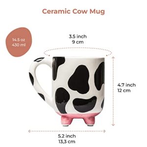 Cow Coffee Mug Stuff 15oz Ceramic Cup - Cow Utter Udder Coffee Mug - Cow Drinking Kitchen Cups - Weird Milk Cow Udder Shaped Coffee Mug with Udders for Women - Taza de Vaca Cow Items Lover Gifts