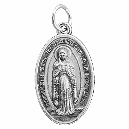 Our Lady of Tears Medal 10 Pack, Antique Silver Color