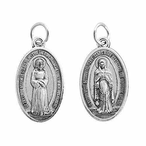 Our Lady of Tears Medal 10 Pack, Antique Silver Color