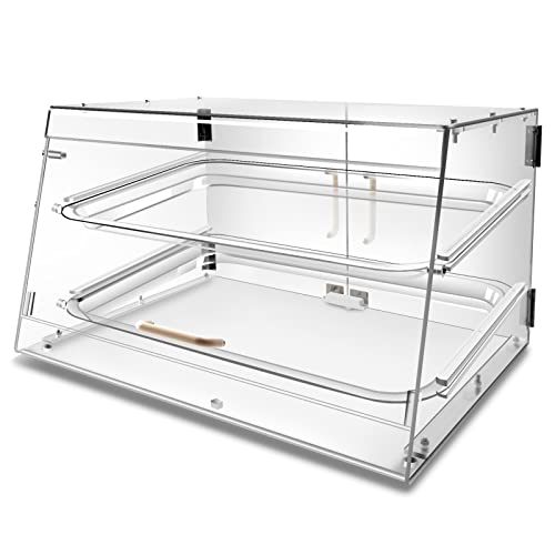 YBSVO 2 Tray Bakery Display Case with Front and Rear Doors - 21" x 17" x 12"