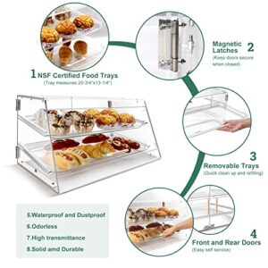 YBSVO 2 Tray Bakery Display Case with Front and Rear Doors - 21" x 17" x 12"