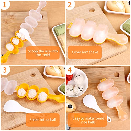 2pcs-Rice Ball Shaker,Rice Ball Molds, DIY Ball Shaped Kitchen Tools Shakers Food Decor for Kids DIY Lunch Maker Mould with a Mini Rice scoop