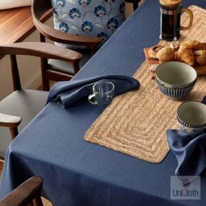 UniQloth Farmhouse Jute Burlap Braided Table Runner 36 Inches Long - 13x36 Natural Jute Braided Table Runner 100% Jute Hand Crafted Rustic Vintage Dining Table Runner Natural