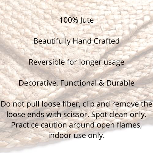 UniQloth Farmhouse Jute Burlap Braided Table Runner 36 Inches Long - 13x36 Natural Jute Braided Table Runner 100% Jute Hand Crafted Rustic Vintage Dining Table Runner Natural