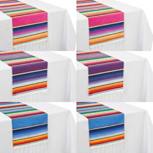 humorous.p mexican table runners 6 pack，rainbow colors serape table runner 14 x 108 inch for mexican taco fiesta party decorations