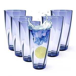 alaiselit unbreakable plastic cups plastic drinking glasses tumbler, large water tumbler set (set of 6, 25 oz) dishwasher safe highball drinking glasses. (new blue)