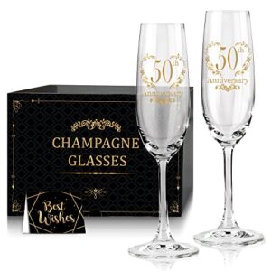 tom boy 50th anniversary champagne flutes, couple gifts for anniversary, wedding anniversary champagne flutes glasses set of 2, married couples gifts, anniversary 50th gifts for parents