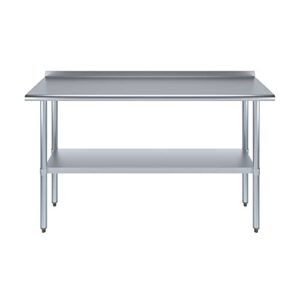 AmGood 18" X 60" Stainless Steel Work Table with 1.5" Backsplash | Metal Kitchen Food Prep Table | NSF