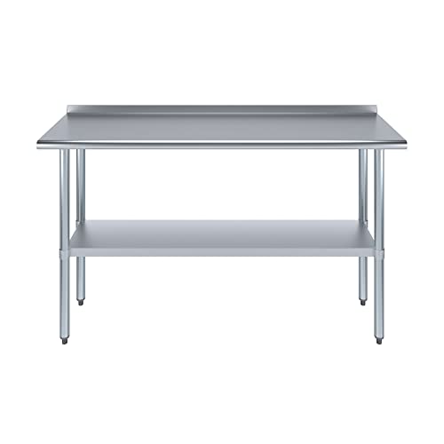 AmGood 18" X 60" Stainless Steel Work Table with 1.5" Backsplash | Metal Kitchen Food Prep Table | NSF