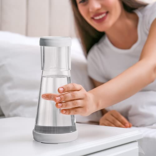 Bedside Water Carafe with tumbler Glass Set for Bedroom Nightstand, Thickened Mouthwash Water Carafe for Bathroom, Clear Glass Carafe with Cup for Night Glass Water Pitcher Set (30 OZ)