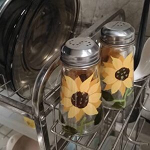 Ritadeshop Hand Painted Salt and Pepper Shaker Set with S and P Stainless Lids (2, Sunflowers)