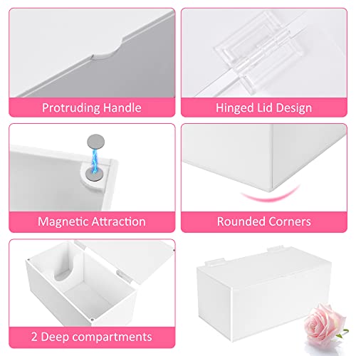 ChengFu Acrylic Magnetic Sanitary Napkin Storage Container, Pad Holder for Period, Pad Holder for Women Bathroom, Pad and Tampon Holder for Bathroom, Sanitary Napkin Dispenser, White