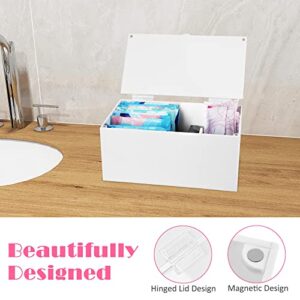 ChengFu Acrylic Magnetic Sanitary Napkin Storage Container, Pad Holder for Period, Pad Holder for Women Bathroom, Pad and Tampon Holder for Bathroom, Sanitary Napkin Dispenser, White