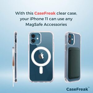 CASEFREAK Clear Case for iPhone 11 Pro with Magnetic Ring, Compatible with Mag-Safe Accessories, Slim Fit Anti-Yellowing Protective Case for iPhone 11 Pro (5.8" Screen)