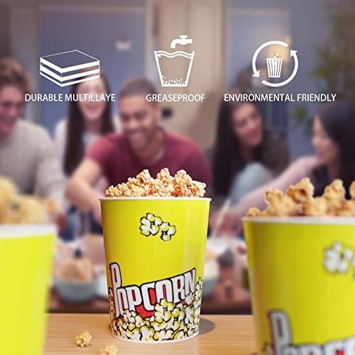 EGGKITPO 32 Oz Popcorn Buckets 50 Pack Retro Style Disposable Popcorn Box Grease Resistant Small Popcorn Holer for Home Movie Night Birthday Christmas Concession Stands Popcorn Bars