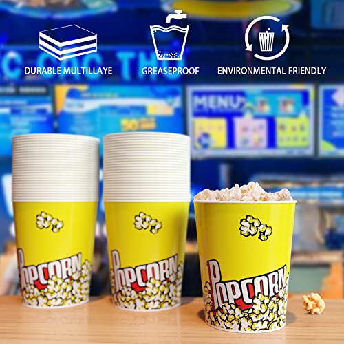 EGGKITPO 32 Oz Popcorn Buckets 50 Pack Retro Style Disposable Popcorn Box Grease Resistant Small Popcorn Holer for Home Movie Night Birthday Christmas Concession Stands Popcorn Bars