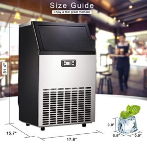 Electactic Ice Maker, Commercial Ice Machine,100Lbs/Day, Stainless Steel Ice Machine with 48 Lbs Capacity, Includes Scoop & Perfectware - PW Icebags-DS-100ct 10lb with Drawstring-100ct