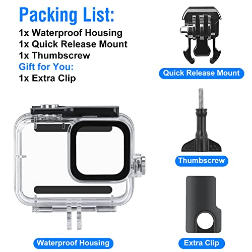 Kacebela Waterproof Case for GoPro Hero 11/10/9 Black, 60M Underwater Dive Protective Housing Shell with Bracket Accessories