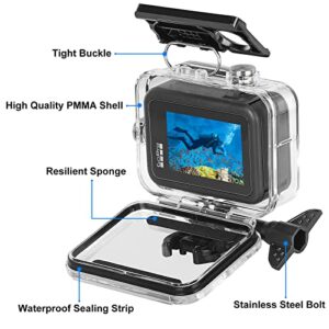 Kacebela Waterproof Case for GoPro Hero 11/10/9 Black, 60M Underwater Dive Protective Housing Shell with Bracket Accessories