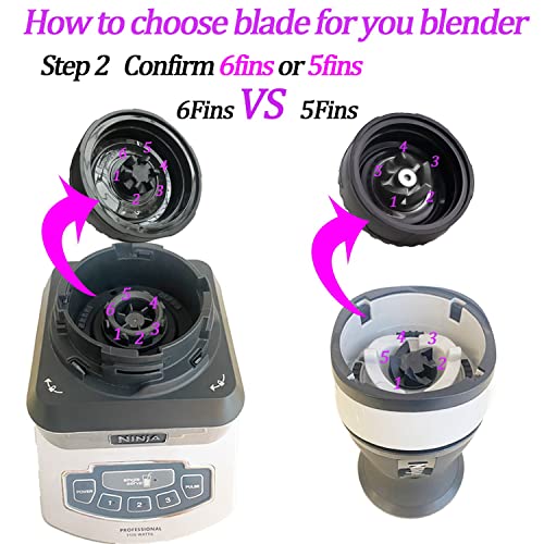 [UPGRADE] 5 Fins Blender Blade Compatible with Ninja Blender QB3000 QB3000SSW-30 QB3000QR-30 QB3001SS-30 QB3000QBK QB3004 QB3005