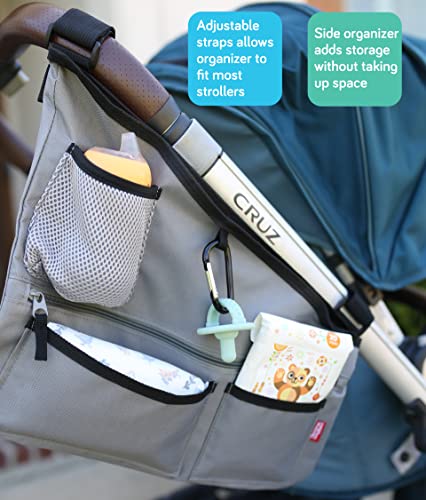 Nuby Fabric Side Stroller Organizer: Keeps Essentials Organized Gray