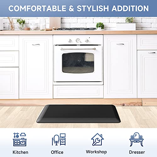 4/5 Inch Thick Mat Anti Fatigue Rugs Kitchen Decor Non-Slip, Stain Resistant, Waterproof Desk Mat for Office, Workshop, Black, 17'' x 28''