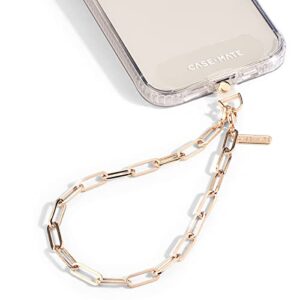 case-mate phone charm with gold metal chain - detachable phone lanyard, hands-free wrist strap, adjustable phone strap grip, accessory for women - iphone 14 pro max/ 13 pro max/ 12 pro max/ 11 - gold