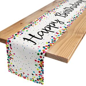 letjolt happy birthday table runner 72 inches white table runner celebrate birthday party table decor, white