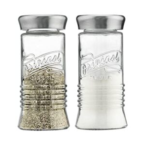 MosJos Mason Jar Salt and Pepper Shaker - Rustic Glass Condiment Dispenser Set with Metal Iron Caps. 5 Ounce Capacity Vintage Mason Jars. (Original Mason Salt & Pepper Shaker)