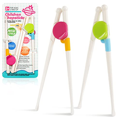 Kidsfantasy 4 Pairs Kid Chopsticks, Training Chopsticks Set Learning Chopstick Detachable for Beginners Children Dishwasher Safe