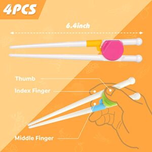 Kidsfantasy 4 Pairs Kid Chopsticks, Training Chopsticks Set Learning Chopstick Detachable for Beginners Children Dishwasher Safe