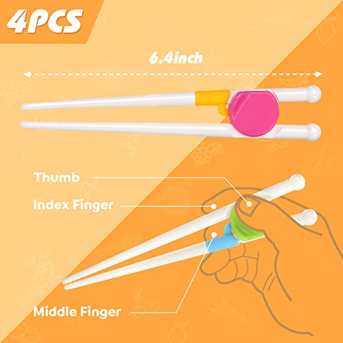 Kidsfantasy 4 Pairs Kid Chopsticks, Training Chopsticks Set Learning Chopstick Detachable for Beginners Children Dishwasher Safe