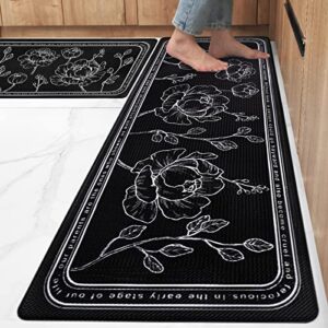 rottogoon kitchen floor mat set of 2, cushioned anti fatigue kitchen mat 17"x47"+17"x29", non-slip waterproof kitchen rug, premium pvc comfort kitchen mats and rugs for kitchen, office, home, laundry