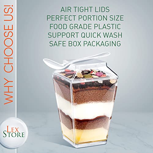 Lex Store 50 Pack 5 oz Plastic Dessert Cups with Lids and Spoons Clear Parfait Cups with Lids Mini Dessert Shooter Cups for Parties Yogurt, Fruit, Ice Cream Serve Appetizer with Vasos Para Postres